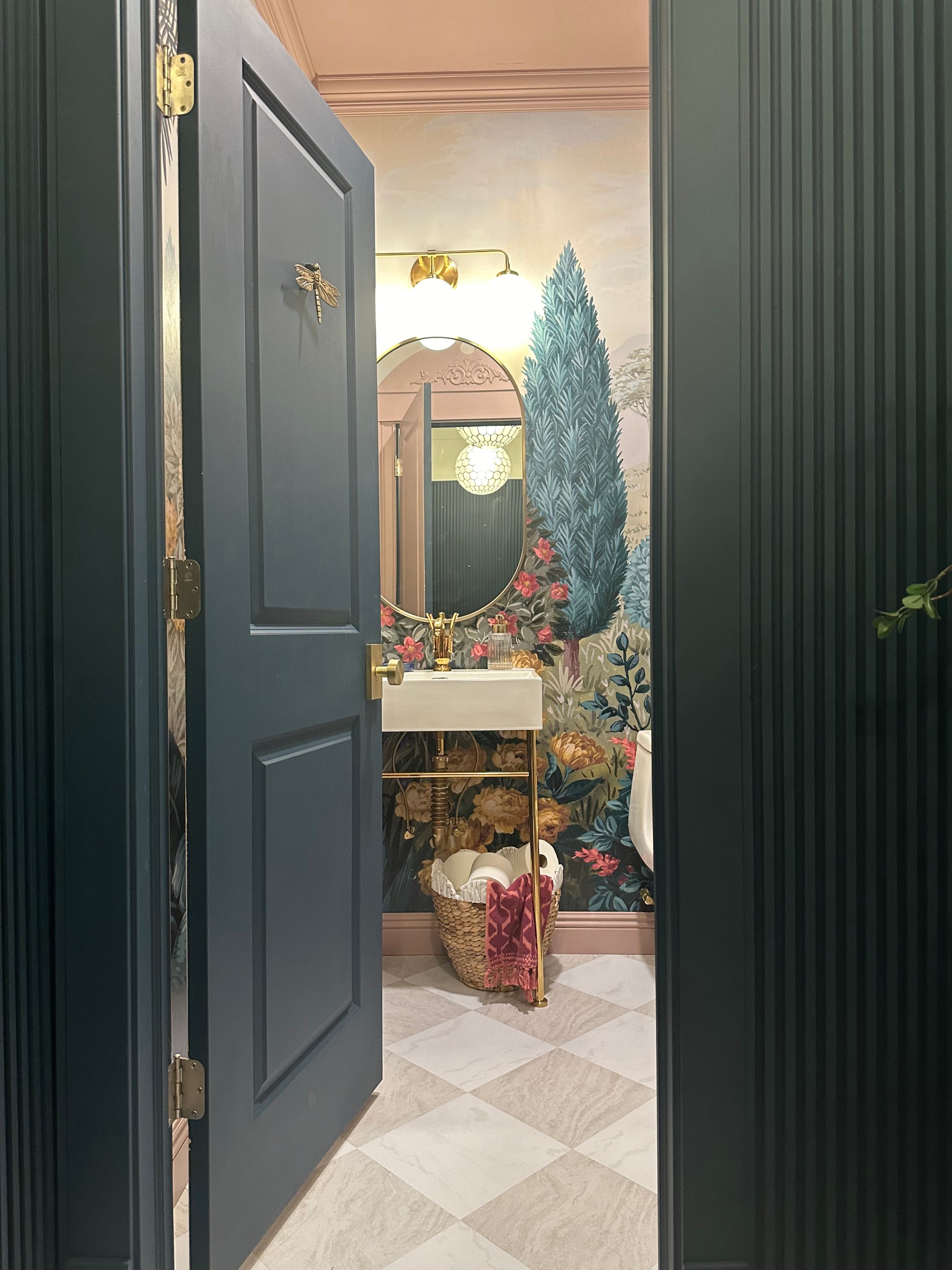 A Colorful Powder Room Makeover with Photowall Wallpaper – Home With Q